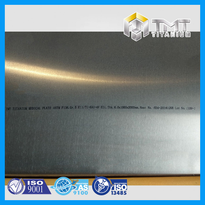 ASTM F136/ISO5832-3 Ti-6Al-4V Eli/GR.23 implantable Titanium Sheet/Plate for medical